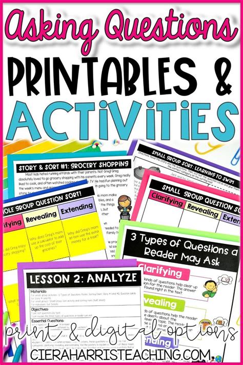 Asking Questions Printables And Activities Print And Digital Elementary Literacy Activities