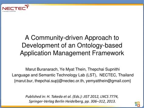 Ppt A Community Driven Approach To Development Of An Ontology Based Application Management