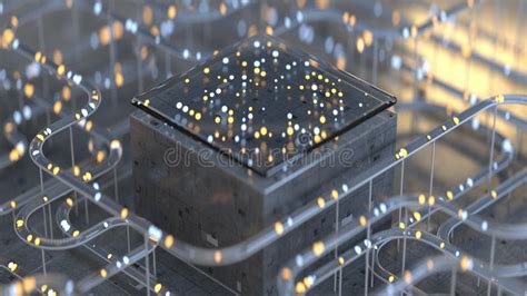 Futuristic Computer Code Processing 3d Rendering Illustration Stock Illustration Illustration