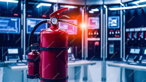 Premium Photo Red Fire Extinguishers Tank In The Fire Control Room
