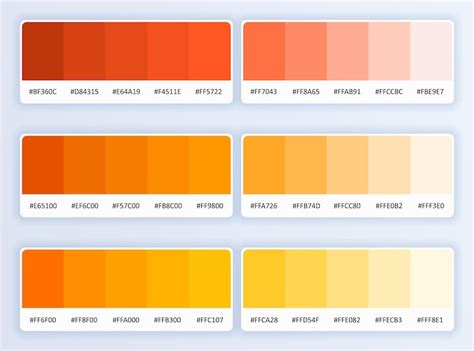 Premium Vector Set Of Yellow And Orange Pantone Color Palette Rgb Hex