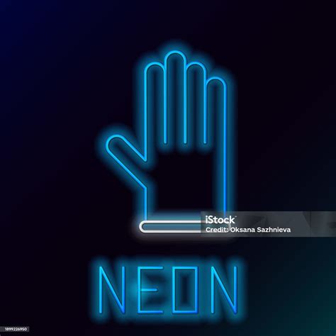 빛나는 네온 라인 의료 고무 장갑 아이콘 검은 배경에 격리 보호 고무 장갑 다채로운 개요 개념 벡터 개념에 대한 스톡 벡터 아트 및 기타 이미지 Istock