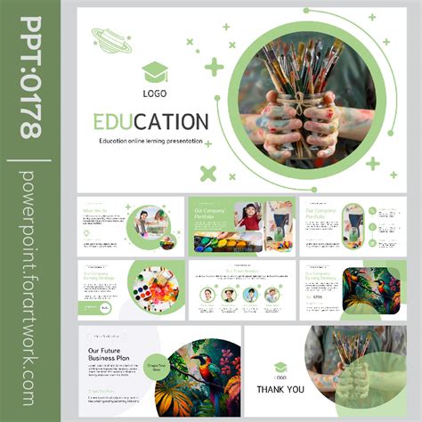 เทมเพลต Powerpoint วิชาการ Presentation สีเขียวสวยๆ สไตล์มินิมอล 0178 เทมเพลต Powerpoint สวยๆ