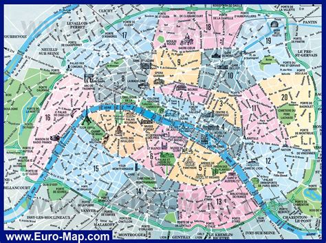 Карты Парижа Подробная карта Парижа на русском языке с достопримечательностями Карта округов