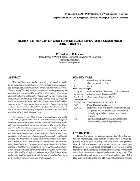 Pdf Ultimate Strength Of Wind Turbine Blade Structures Under Multi Axial Loading