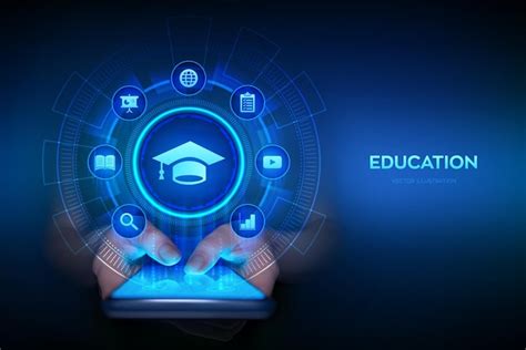 Education Innovative Online Elearning Concept Webinar Teaching Smartphone In Hands Using