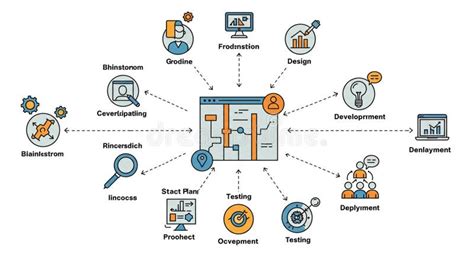 Flowchart Illustrating A Project Development Process With Interconnected Stages Stock