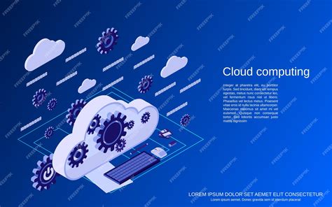 Premium Vector Cloud Computing Network Data Processing Flat Isometric Concept Illustration