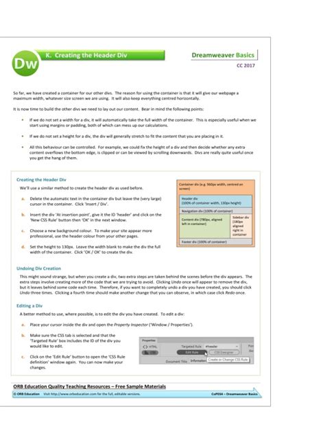 Dreamweaver Cc 2017 Basics Orb Education Australia