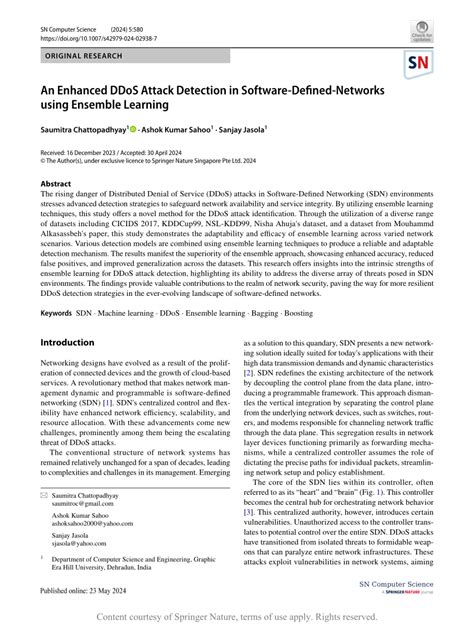 An Enhanced Ddos Attack Detection In Software Defined Networks Using