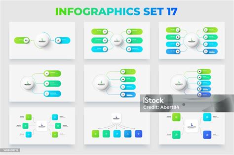 Ensemble De Diagrammes Dorganigrammes Infographiques Schéma De Structure Avec 2 3 4 5 6 Et 8