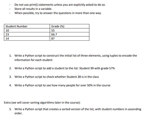 solved do not use print statements unless you are