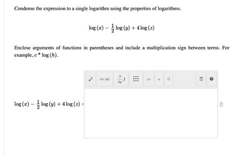 Solved Condense The Expression To A Single Logarithm Using