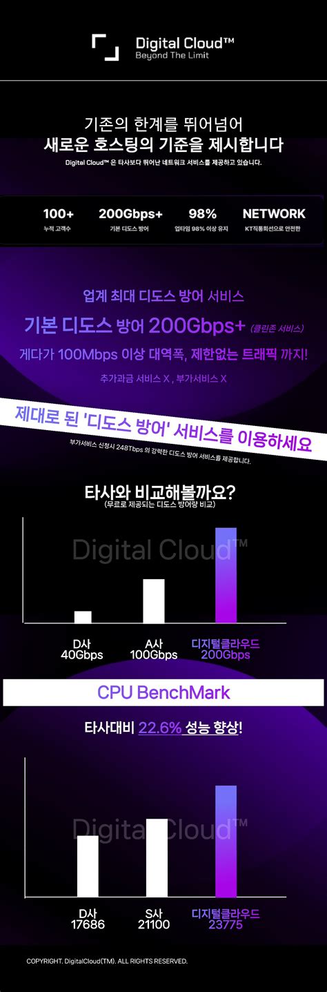296tbps 디도스 완화 호스팅 메모리 8기가 월 11000원 한마포