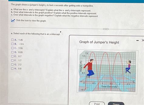 The Graph Shows A Jumpers Height Y In Feet X Seconds After Getting Onto A Trampoline A Math
