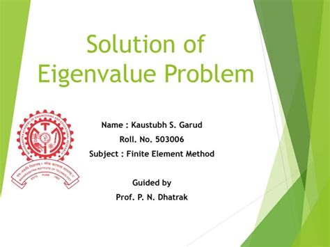 Solution Of Eigenvalue Problem Using Jacobi Method Pptx Physics Science