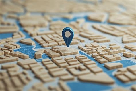 Stylized City Map Highlighting A Location With A Blue Pin Design
