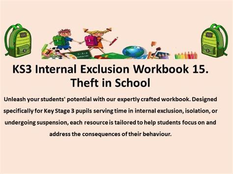 Internal Exclusion Isolation Remove Room Workbook 15 Theft In School Ks3 Teaching Resources