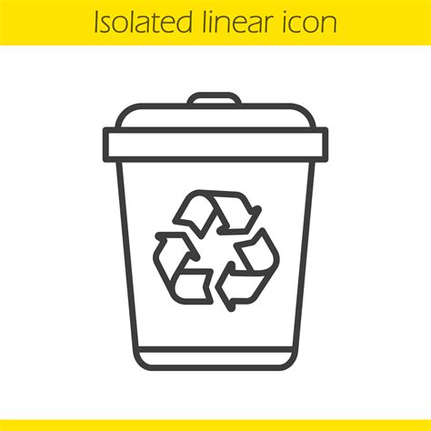 Recycle Bin Linear Icon Dustbin Thin Line Illustration Wastebasket