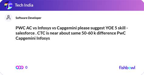 PWC AC Vs Infosys Vs Capgemini Please Suggest YOE Fishbowl