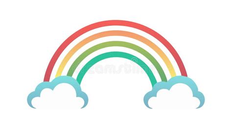 Rainbow With Clouds Icon Vector Weather Hope Symbol Colorful Arc Sky Element Vector Design