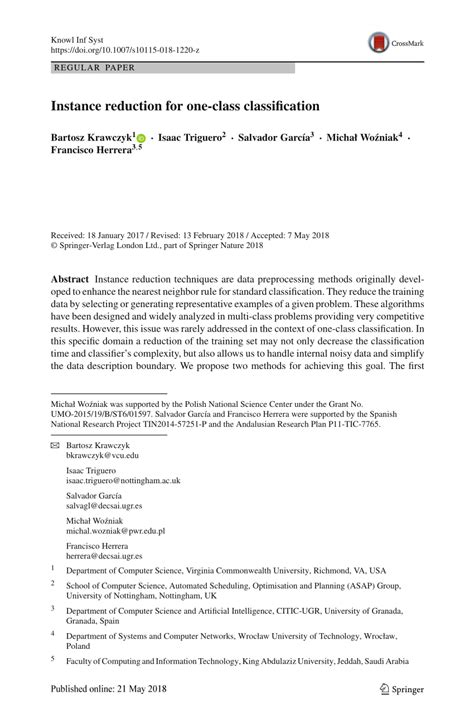 Pdf Instance Reduction For One Class Classification