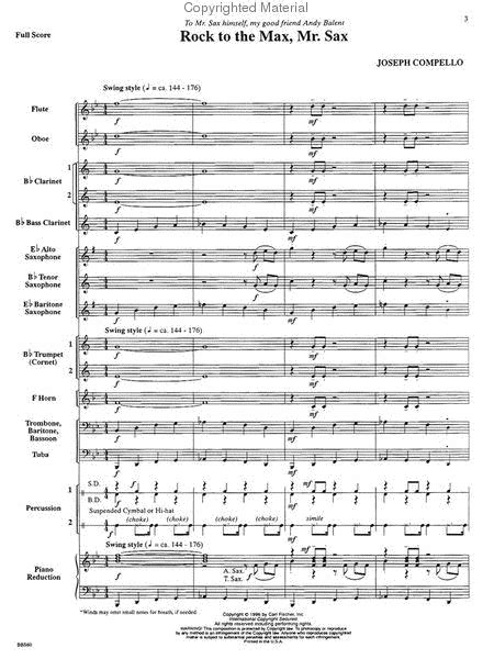 Rock To The Max Mr Sax By Joseph Compello Concert Band Sheet