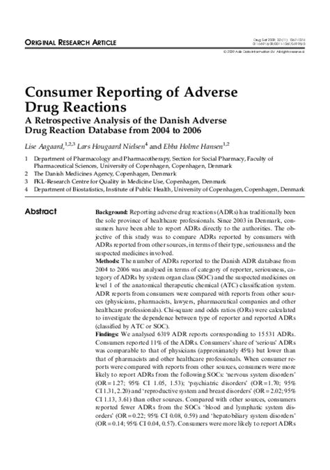 Pdf Consumer Reporting Of Adverse Drug Reactions