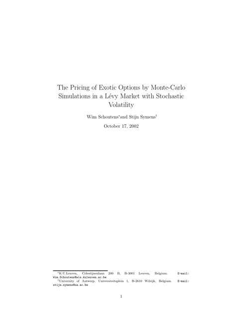 Pdf The Pricing Of Exotic Options By Monte Carlo Simulations In A