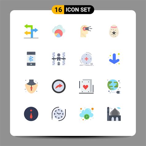 Mobile Interface Flat Color Set Of 16 Pictograms Of Connection