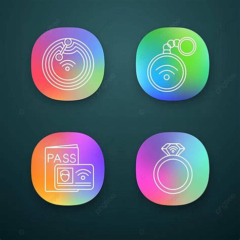 Nfc Technology App Icons Set Pay Isolated Interface Vector Pay Isolated Interface Png And