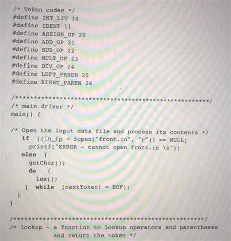 convert the code implementing lexical analyzer which