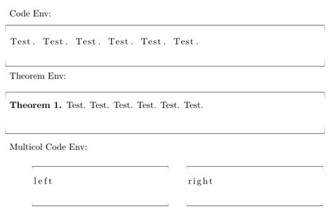 Formatting Multicol Listings And Ntheorem Rendering Wrong Tex