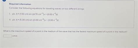 Solved Consider The Following Equations For Traveling Waves