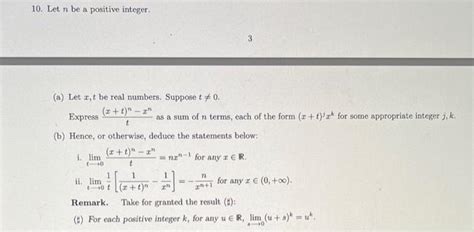 Solved 10 Let N Be A Positive Integer A Let X T Be Real