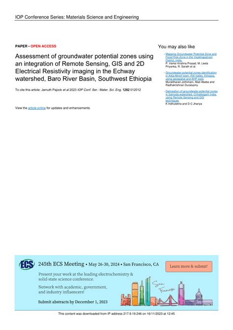 Pdf Assessment Of Groundwater Potential Zones Using An Integration Of Remote Sensing Gis And