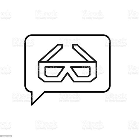 인터넷 페이지 사이트 상점 상점 소셜 네트워크에 적합한 벡터 개요 기호입니다 편집 가능한 스트로크 스피치 버블의 3d 안경 라인 아이콘 3차원 형태에 대한 스톡 벡터 아트