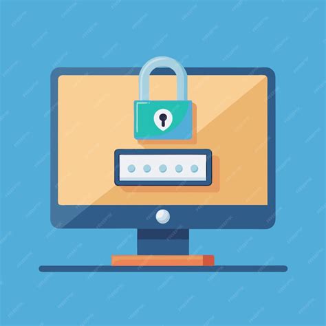 Computer Lock Password Vector Illustration Flat 2 Premium Ai