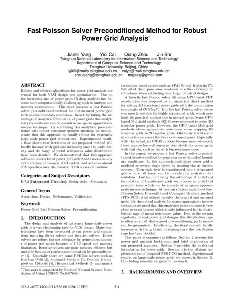 Pdf Fast Poisson Solver Preconditioned Method For Robust Power Grid