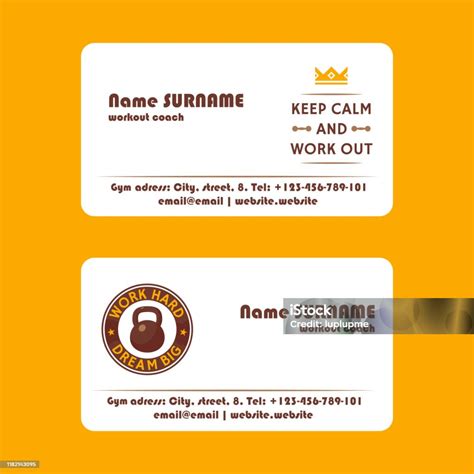 운동 코치 피트니스 운동 명함 벡터 일러스트레이션 강사 어시스턴트 보디 빌딩에 대 한 개인 훈련 스포츠맨 과 건강 운동 방문 카드 격려에 대한 스톡 벡터 아트 및 기타
