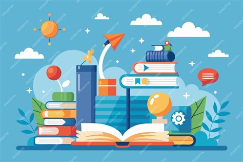 A Vibrant Collection Of Stacked Books And Learning Tools Showcases The