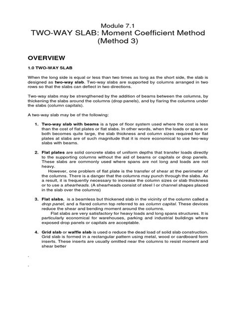 Module 7 1 Two Way Slab Moment Coefficient Method Method 3 Pdf