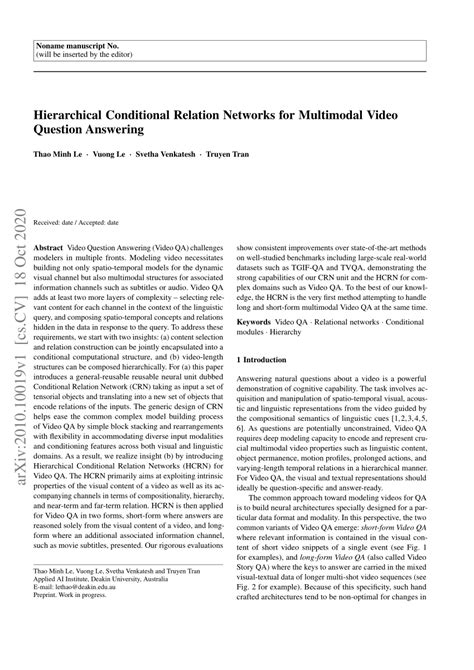 Pdf Hierarchical Conditional Relation Networks For Multimodal Video
