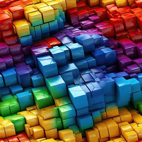Premium Ai Image Rainbow Cubes Arranged With Cubist Fragmentation And Realistic Textures Tiled