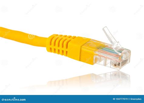 Closeup Of Yellow Network Ethernet Cable Stock Image Image Of Network Connectivity 104777019
