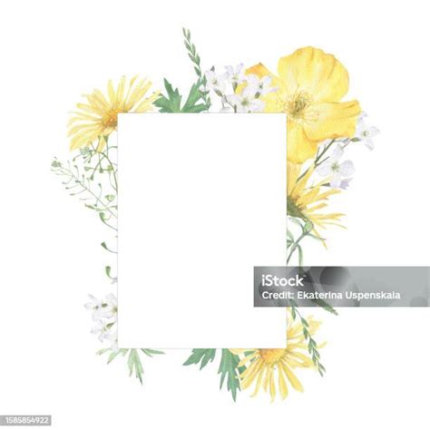 초대장 엽서를 만들기 위해 손으로 그린 꽃의 수채화 요소 프레임 0명에 대한 스톡 벡터 아트 및 기타 이미지 0명 고풍스런 국경 Istock