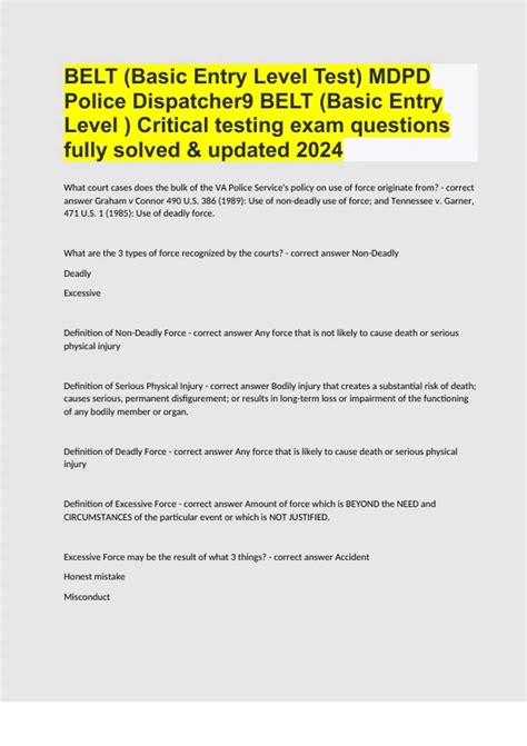 Belt Basic Entry Level Test Mdpd Police Dispatcher9 Belt Basic Entry
