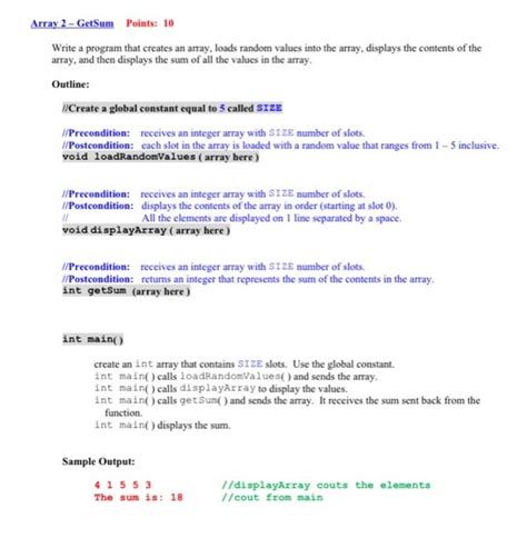 Solved Array 2 Getsum Points 10 Write A Program That