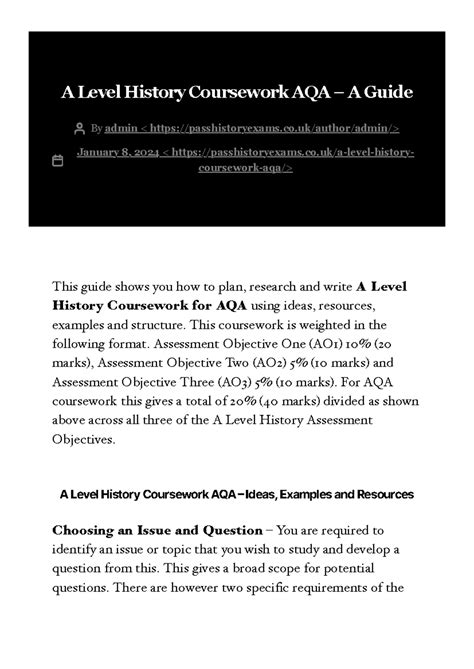 A Level History Coursework Aqa Planning Research And Writing Guide