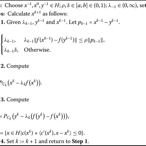 Subgradient Extragradient Type Algorithm Download Scientific Diagram